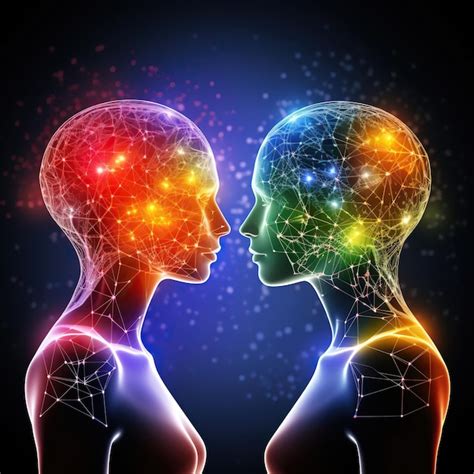 Premium Ai Image Two Brain Connection Mind Colorful Illustration