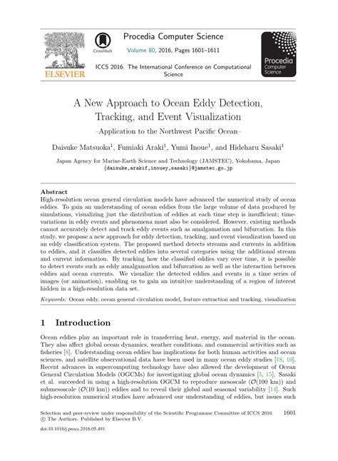 Pdf A New Approach To Ocean Eddy Detection Tracking And Event