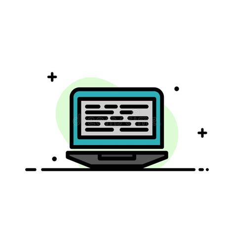 laptop coding code screen computer business flat line filled icon