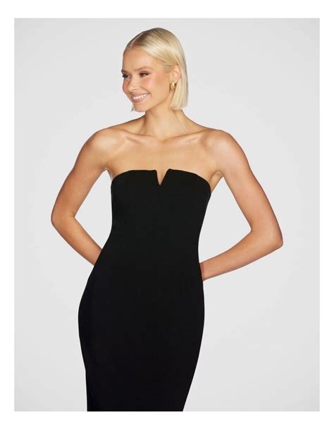 Pilgrim Aurelia Strapless V Neck Dress In Black Myer