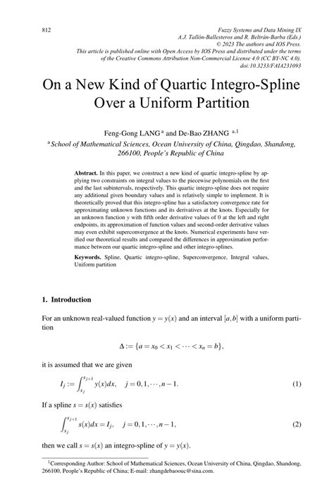 Pdf On A New Kind Of Quartic Integro Spline Over A Uniform Partition