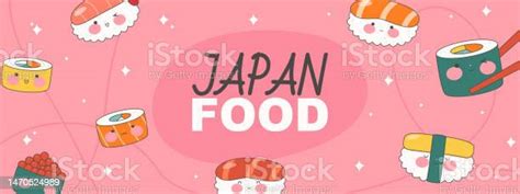 웃는 얼굴과 분홍색 뺨을 가진 귀여운 초밥 세트 카와이 롤 일본 전통 요리 스톡 벡터 그림입니다 감정에 대한 스톡 벡터 아트 및 기타 이미지 Istock