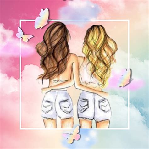 Картинки 2 Девочек Нарисованных —