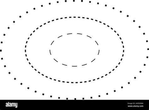 Tracing Ellipse Shape Symbol Dashed And Dotted Broken Line Element For Preschool Kindergarten