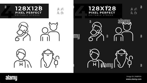 Characters Pixel Perfect Linear Icons Set For Dark Light Mode Stock Vector Image And Art Alamy