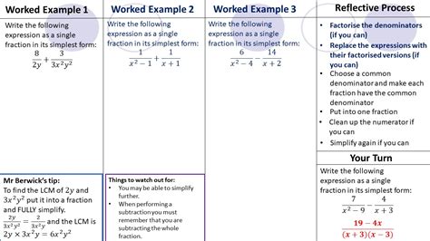 Adding And Subtracting Algebraic Fractions Supercharged Berwickmaths