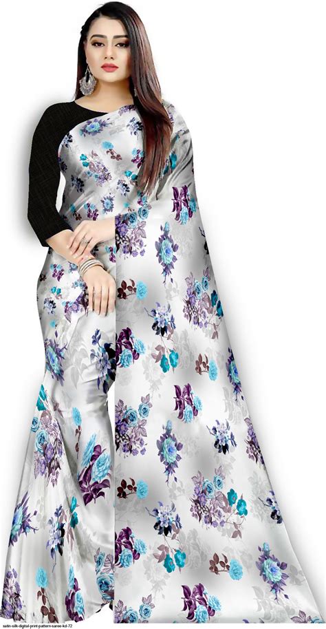 Satin Silk Digital Print Pattern Saree Kd 72