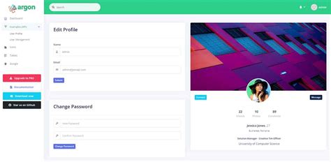 Nuxt Argon Laravel Free Product