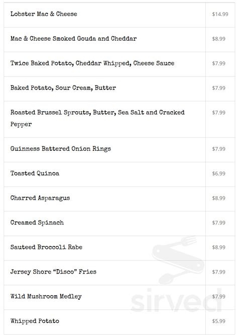 Menu For Prime 13 In Point Pleasant Beach Nj Sirved