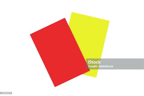 흰색 배경에 고립 된 축구를하기위한 노란색과 빨간색 카드 맨 위 보기입니다 3d 렌더 3차원 형태에 대한 스톡 사진 및 기타 이미지 3차원 형태 개념 경계 표지