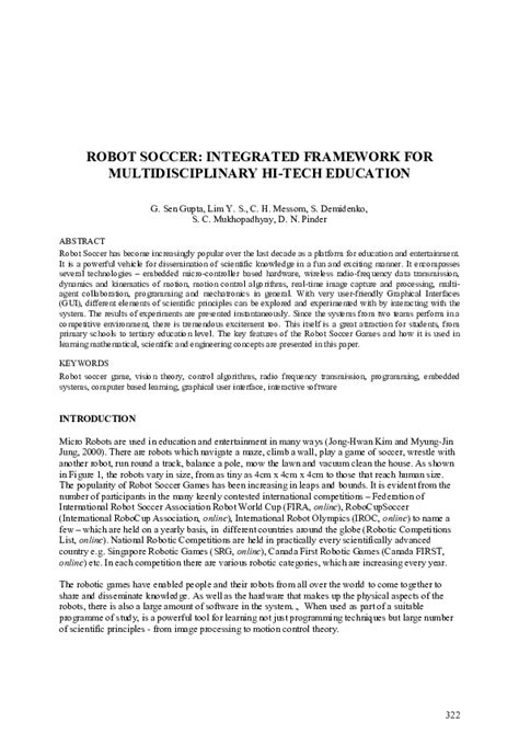 Pdf Robot Soccer Integrated Framework For Multidisciplinary Hi Tech Education