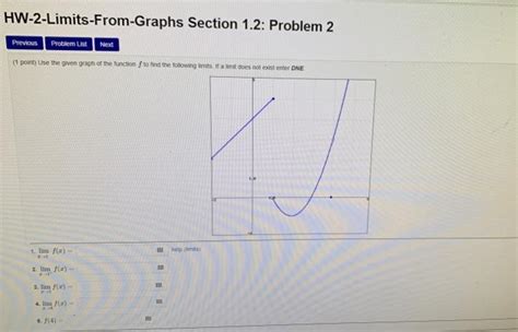 Solved HW Limits From Graphs Section Problem Chegg Com