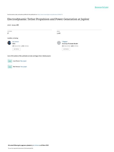 Electrodynamic Tether Propulsion And Power Generat Pdf Orbital