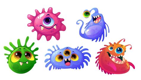 Germs Viruses And Bacteria Cartoon Characters Set 14177585 Vector Art