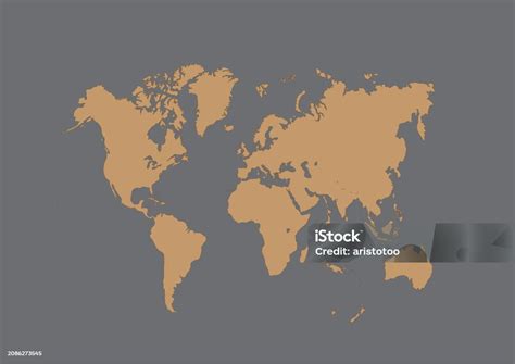 World Map Semidetailed Mercator Projection On Gray Background Stock Illustration Download
