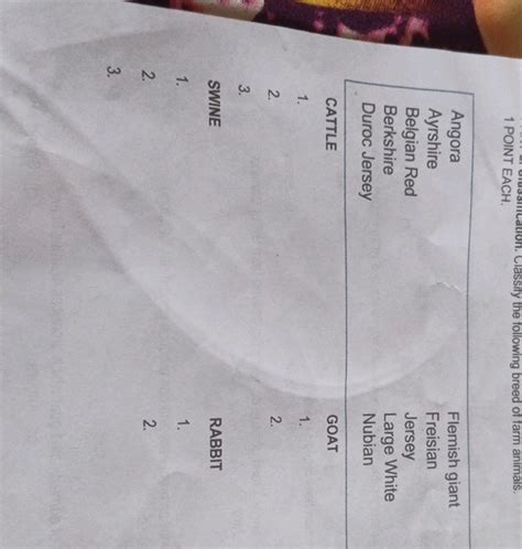 POINT EACH Classity The Following Breed Of StudyX