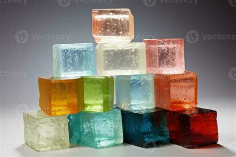 Recycled Glass Building Bricks Stacked Isolated On A Gradient