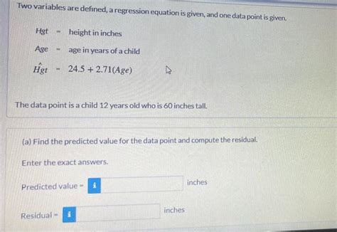 Solved Two Variables Are Defined A Regression Equation Is