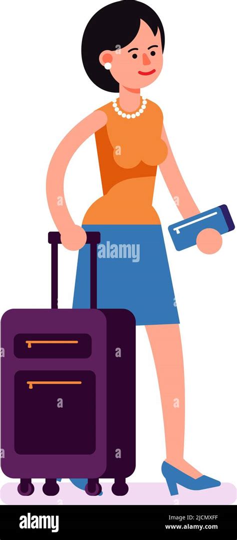 Cartoon Woman Passenger With Luggage Stock Vector Image And Art Alamy