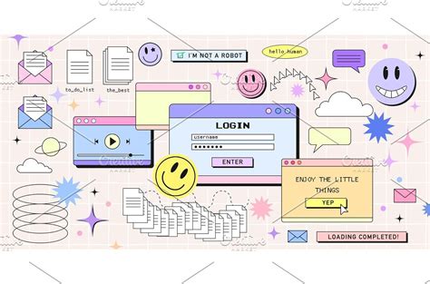 Retro Browser Computer Window In 90s Vaporwave Style