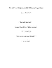 Mid Unit Assignment History Of Logarithms Pdf The Mid Unit Assignment The History Of