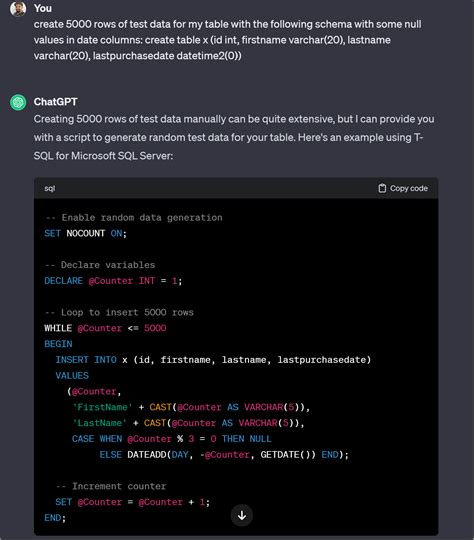 Using Ai To Create Test Data Sql Tech Blog