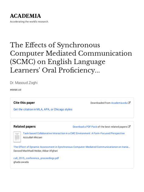 The Effects Of Synchronous Pdf Communication