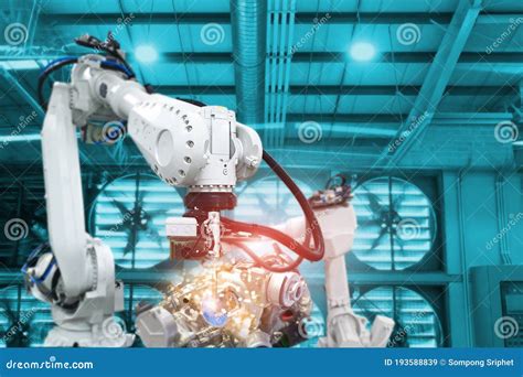 Robotic Arms Industrial Robots Factory Automation Machines Stock Image Image Of Future