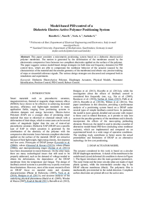 Pdf Model Based Pid Control Of A Dielectric Electro Active Polymer