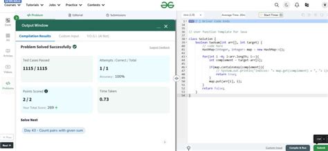 Codingchallenge Twosum Problemsolving Dsa Gfg160 Geekstreak2024
