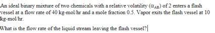 Solved An Ideal Binary Mixture Of Two Chemicals With A Chegg