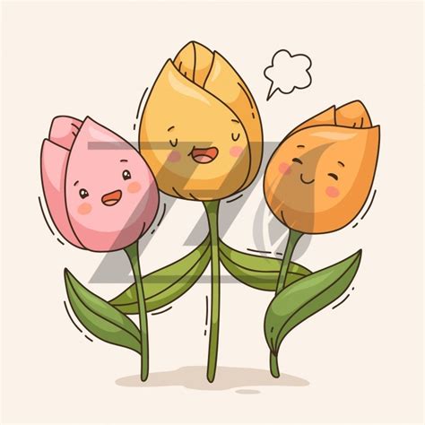 دانلود وکتور تصویر کارتونی گل لاله دانلود رایگان فایل لایه باز، Psd