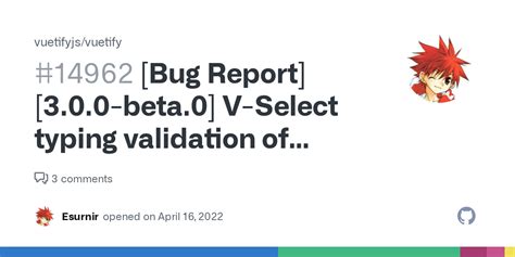 Bug Report 300 Beta0 V Select Typing Validation Of Modelvalue And Items Props · Issue