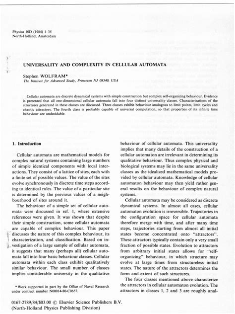 Universality Complexity Cellular Automata Pdf Automata Theory
