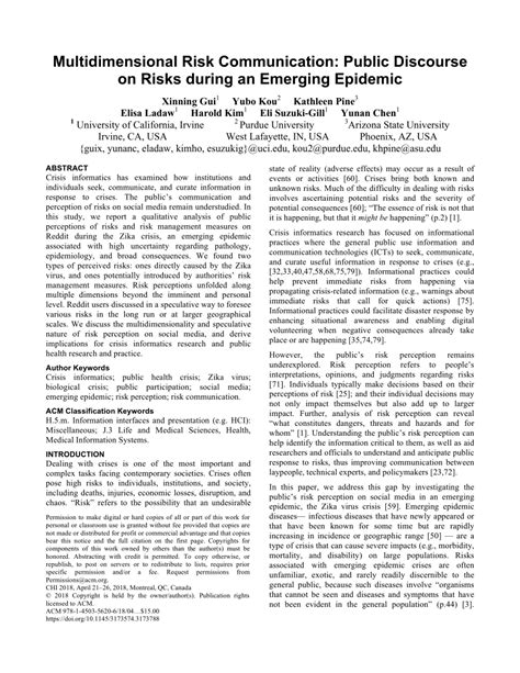 Pdf Multidimensional Risk Communication Public Discourse On Risks