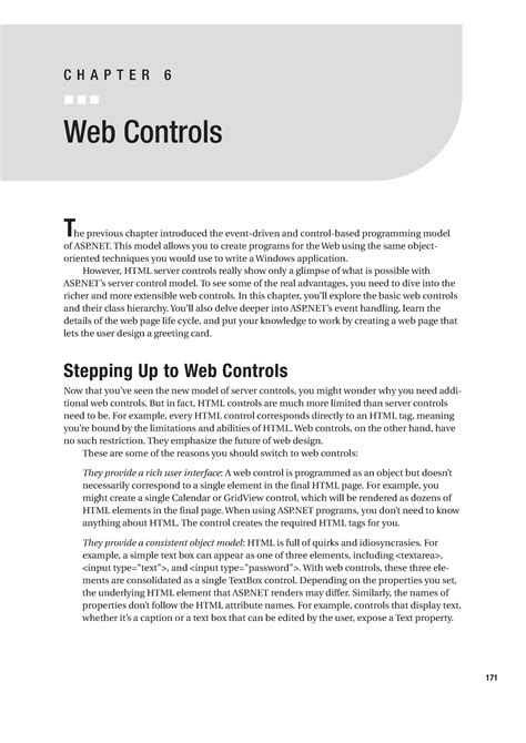 Chapter 06 Web Controls Chapter 6 Web Controls T He Previous