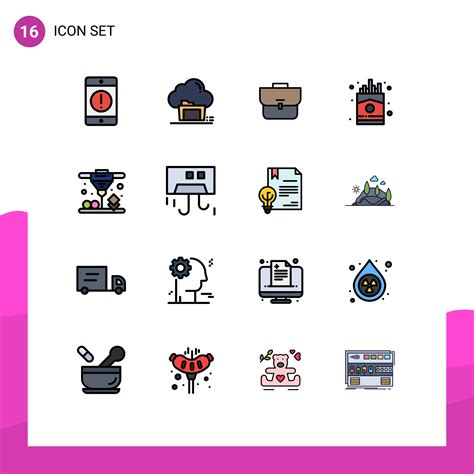 Set Of 16 Modern Ui Icons Symbols Signs For French Fast Data Chip Suitcase Editable Creative