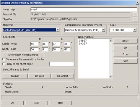 Creating Sheets Of Map By Coordinates