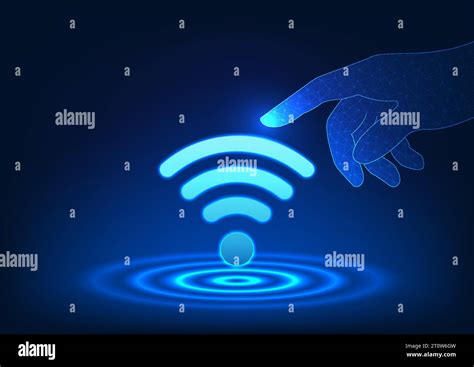 Wi Fi Technology Finger Pointing At The Wifi Icon It Refers To People Who Use Wireless Internet