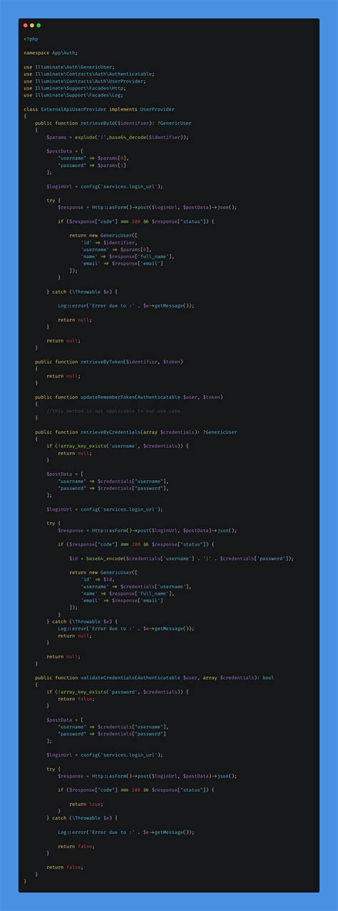 How To Create A Custom User Provider For External Authentication