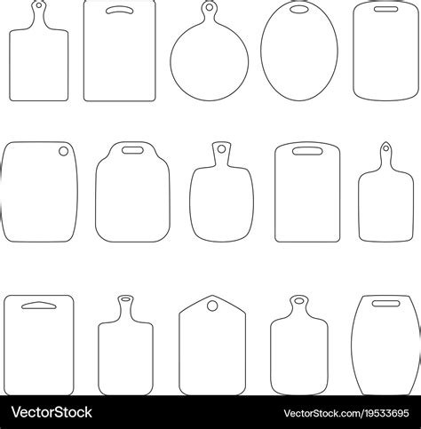 Set Of Contours Cutting Boards Royalty Free Vector Image