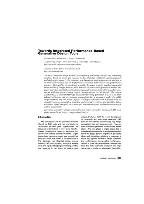 Pdf Towards Integrated Performance Based Generative Design Tools