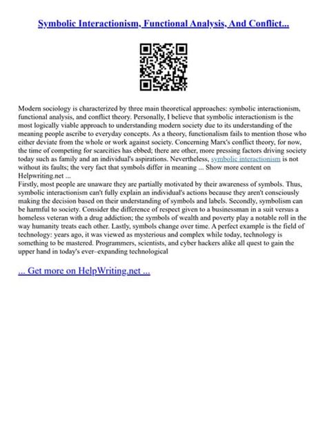 Symbolic Interactionism Functional Analysis And Conflict Pdf