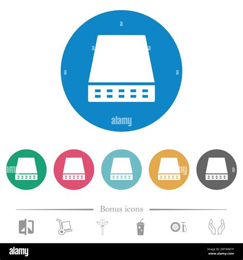 Computer Data Storage Solid Flat White Icons On Round Color Backgrounds