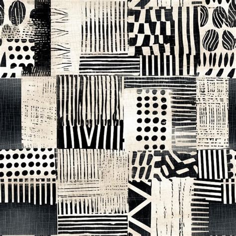 Premium Photo A Close Up Of A Black And White Patchwork Pattern With Black And White Stripes
