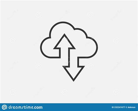 Technology Icon Vector Cloud Computing Connection Big Data Global Server Line Design Symbol