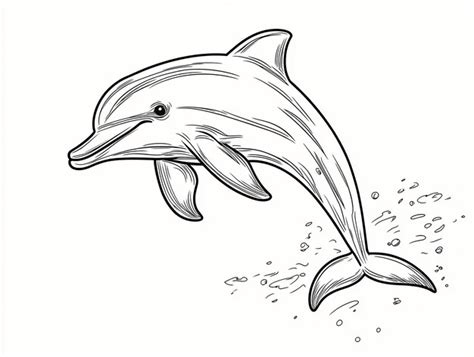 Jumping Dolphin Outline Illustration Premium Ai Generated Image