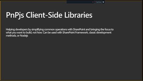 Sharepoint Pnp Dev Spfx Js Sig Call Aug 16th 2018 Screenshot Summary Warner Digital