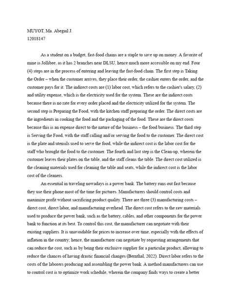 Actbfar K34 Reflection Paper Pdf Cost Economic Growth