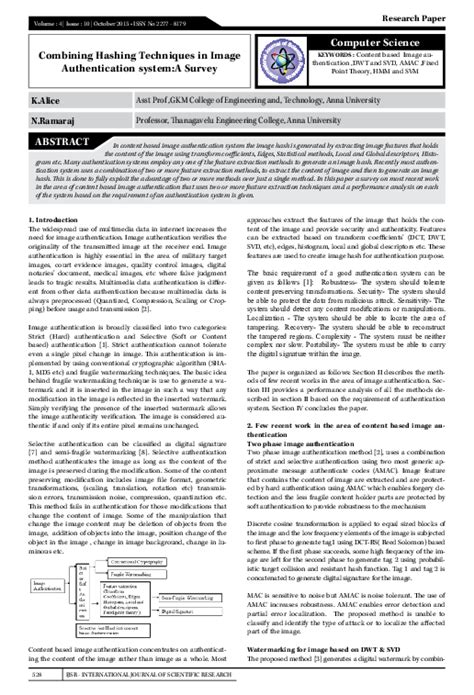Pdf Computer Science Combining Hashing Techniques In Image Authentication Systema Survey